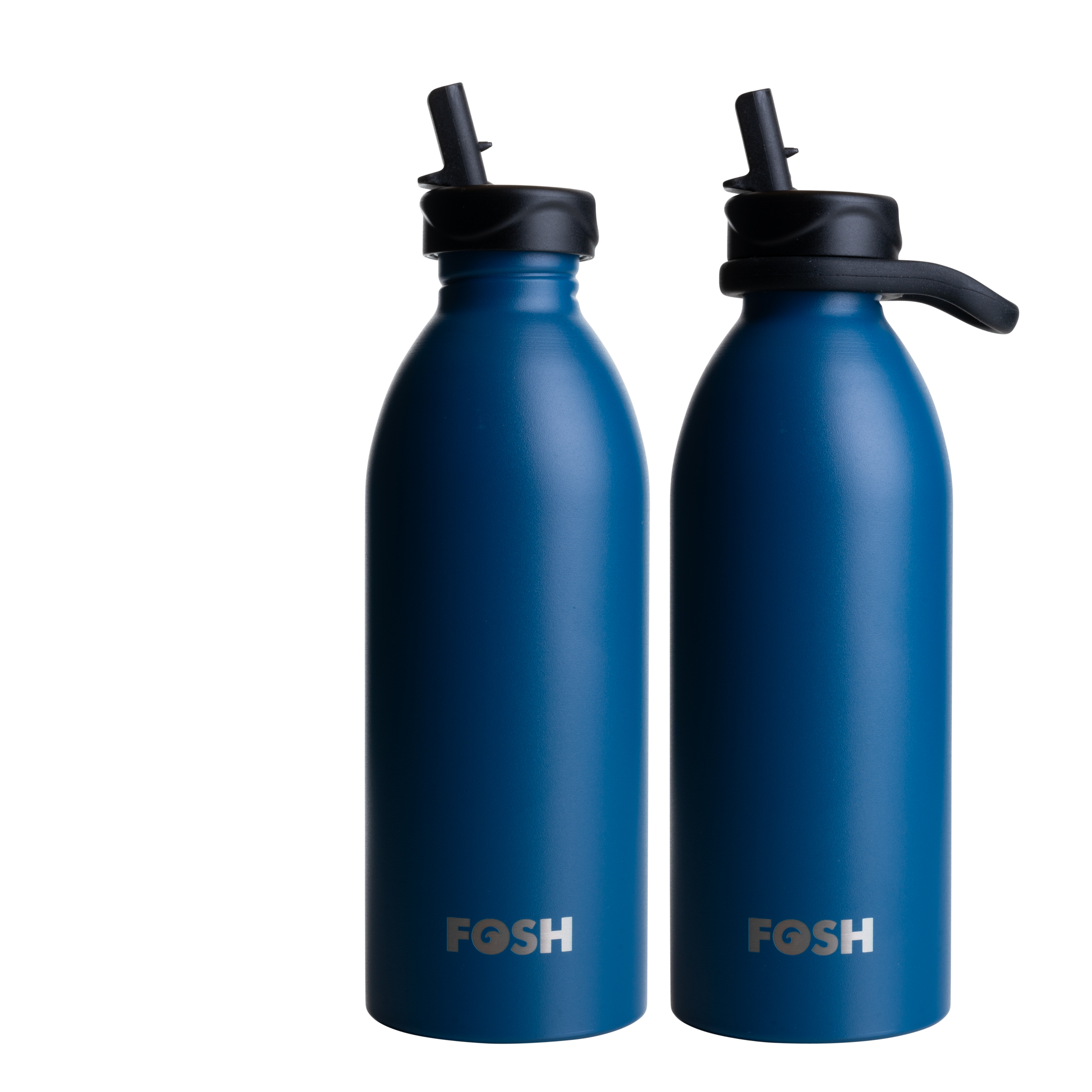 Navy Blue Water Bottle | Atlantic Metal Water Bottle With Straw | FOSH