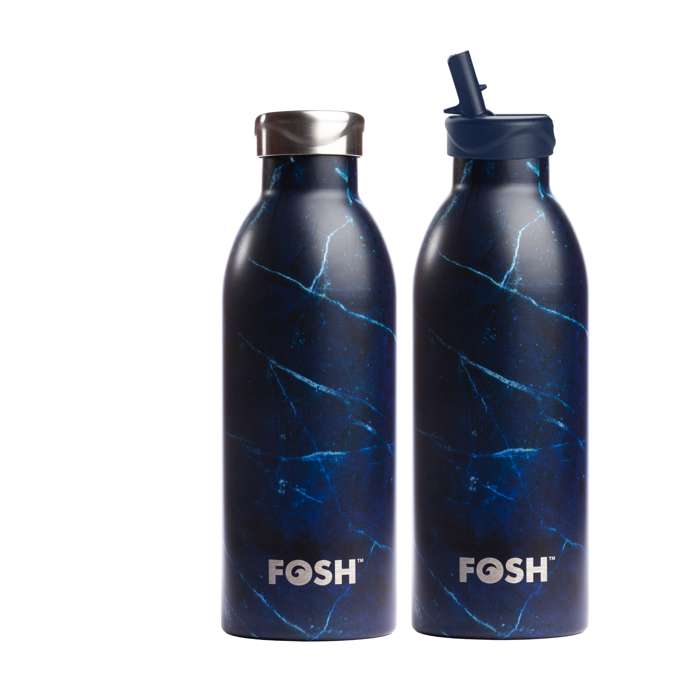 Sapphire Print Bottle | Printed Metal Water Bottles With Straw | FOSH